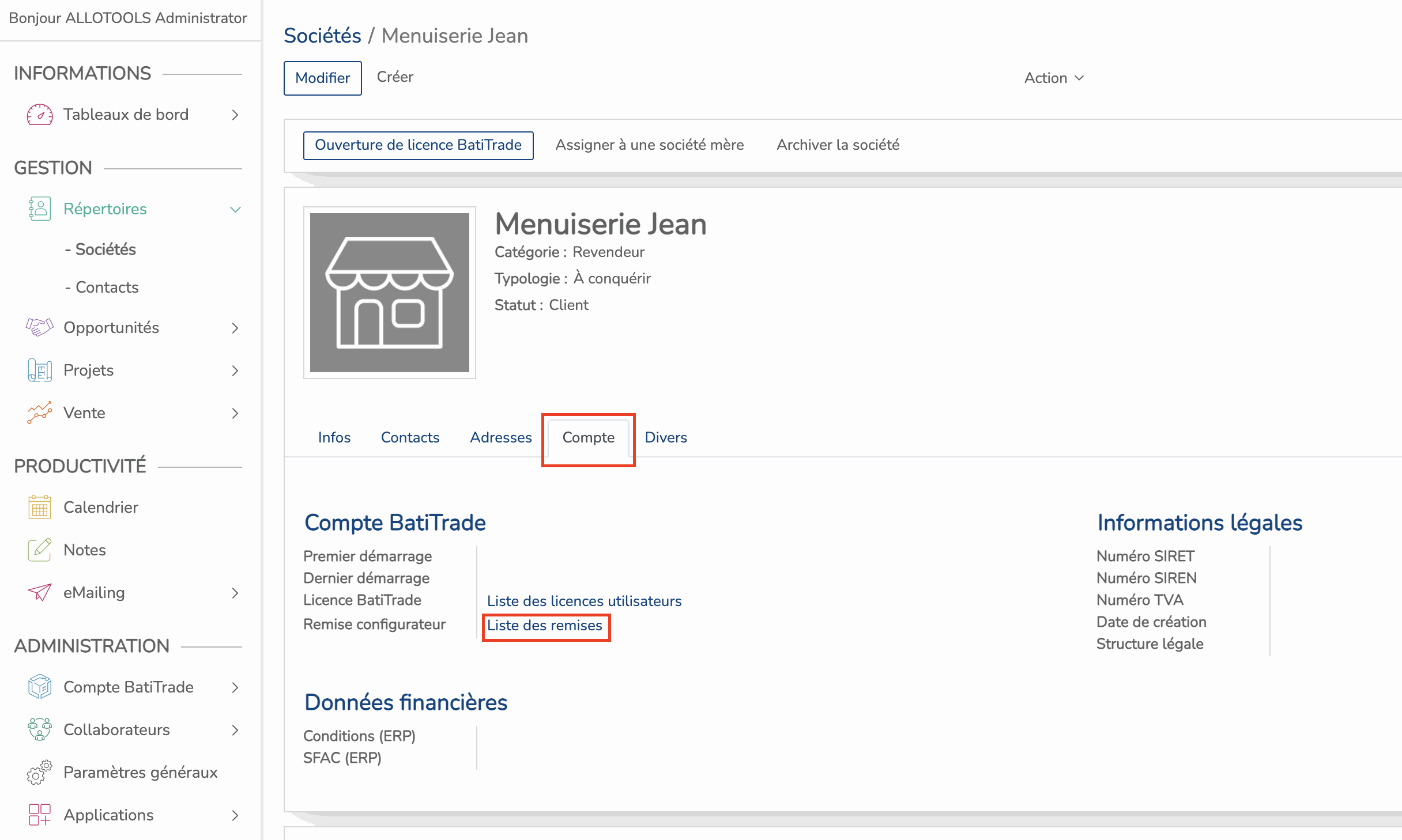 Paramétrer une remise achat pour un client | Support BatiTrade